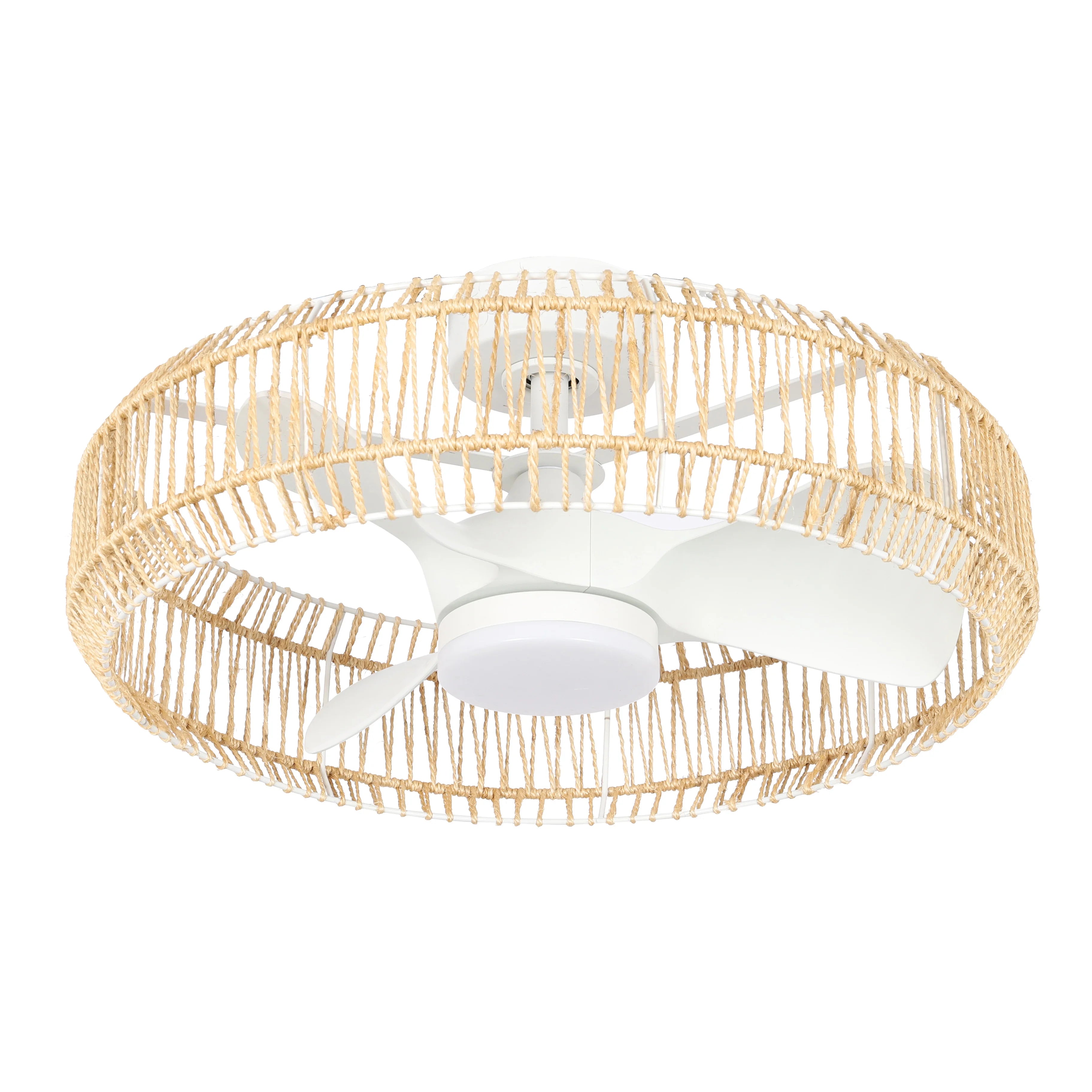 Modern Rattan White Dc Motor 3 Abs Blades Fancy Decorative Ceiling Fa ...